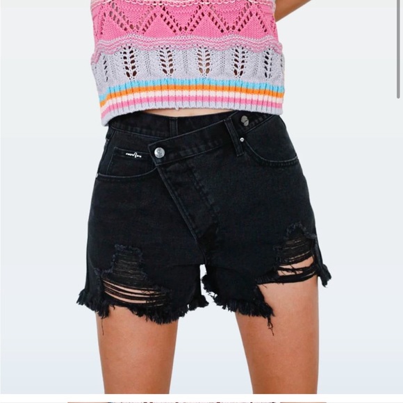 Insane Gene | Shorts | Insane Gene Faded Black Distressed Denim ...